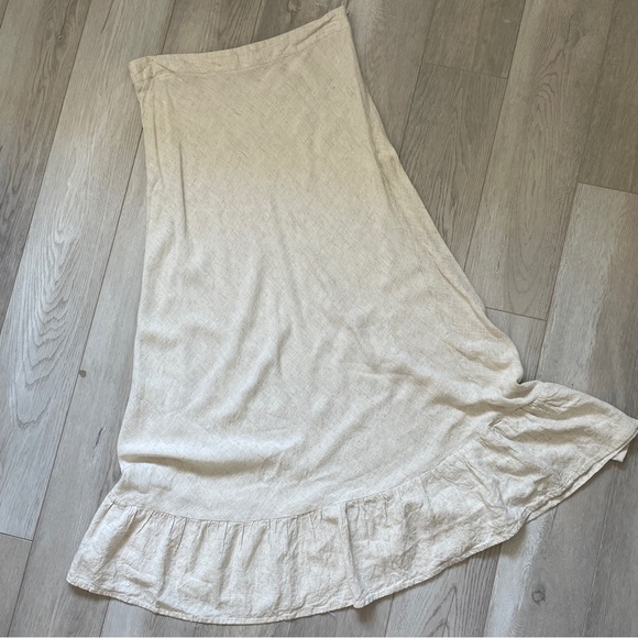 Princess Polly | Skirts | Princess Polly Linen Blend Ruffle Maxi Skirt Beige Size Us 8 Coastal ...